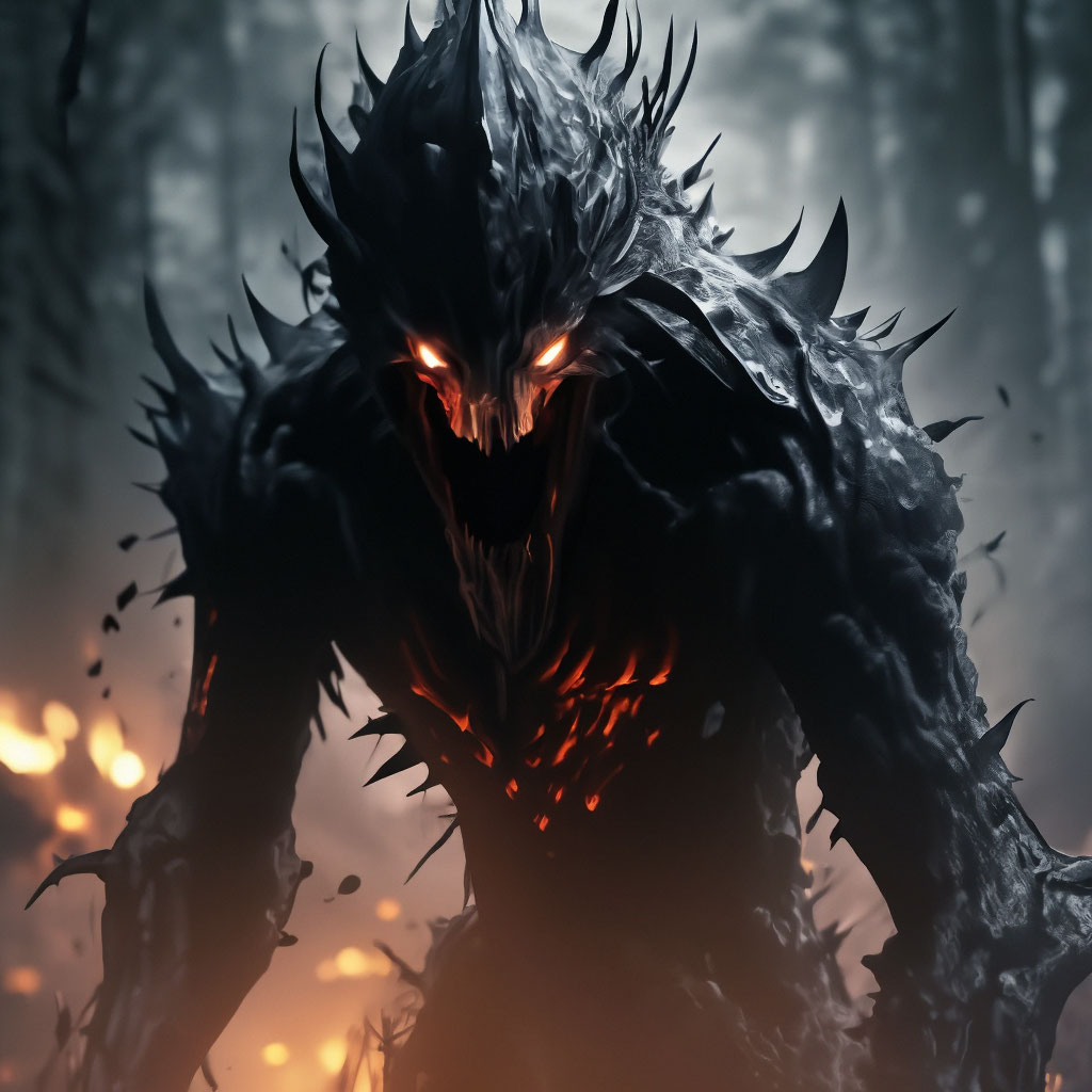 "A scary monster with a dark aura......." — image created in Shedevrum