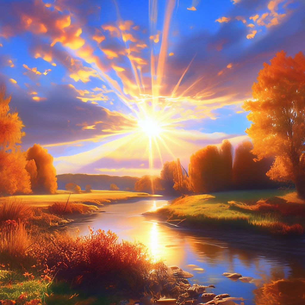 "Autumn morning a sweet beautiful sun, shining and smiling in the sky ...