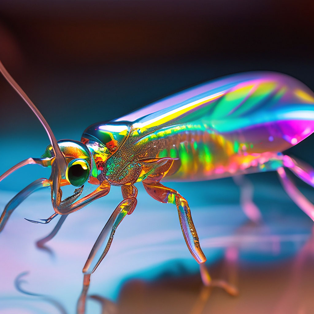 "Iridescent transparent creature" — image created in Shedevrum