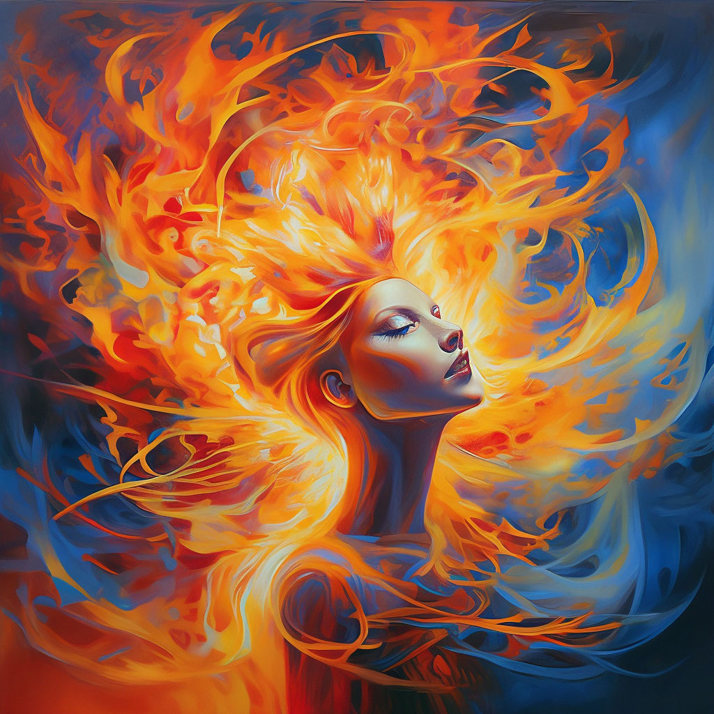 "Fiery people of abstraction" — image created in Shedevrum