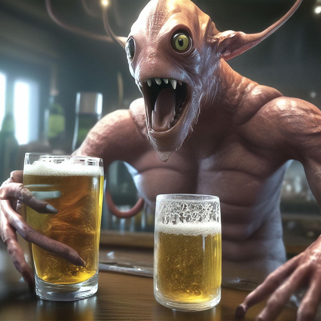 "Funny cryptic creature funny cancer drinks beer cinematic ...