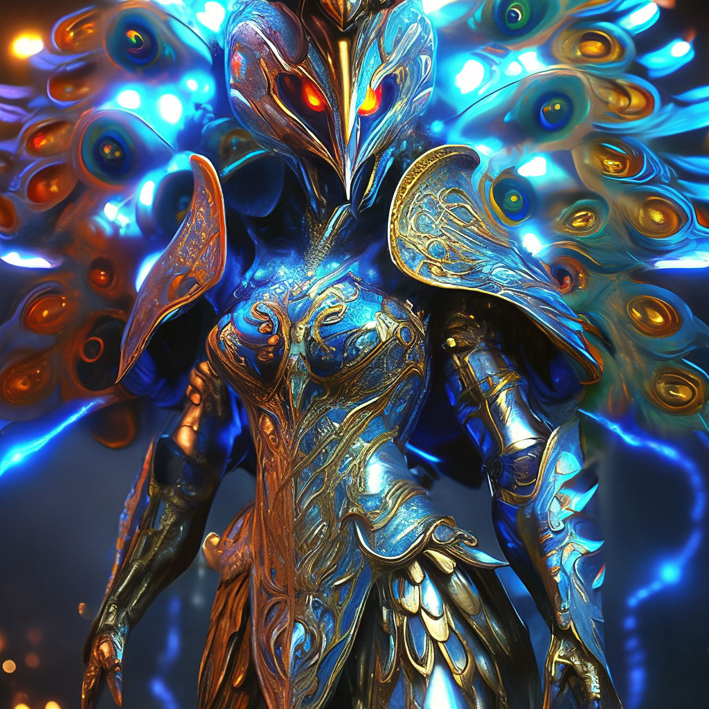 "Peacock-like demon,human body,32k,3D,galactic background,in closed ...