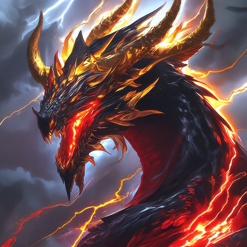 "Divine, gracious, radiant, graceful dragon-like monster with horns of ...