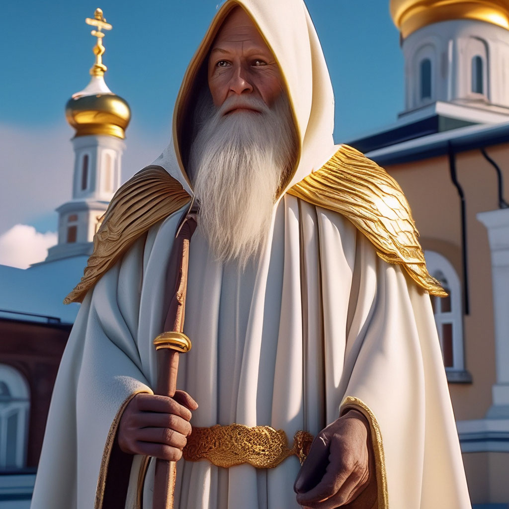 "The Angelic Elder 😇 A wise elder angel in a hooded robe and with wings ...