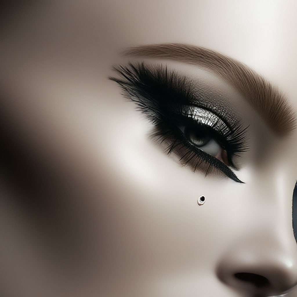 "Very close-up, human face texture, skin texture, eyelashes, eyebrows ...