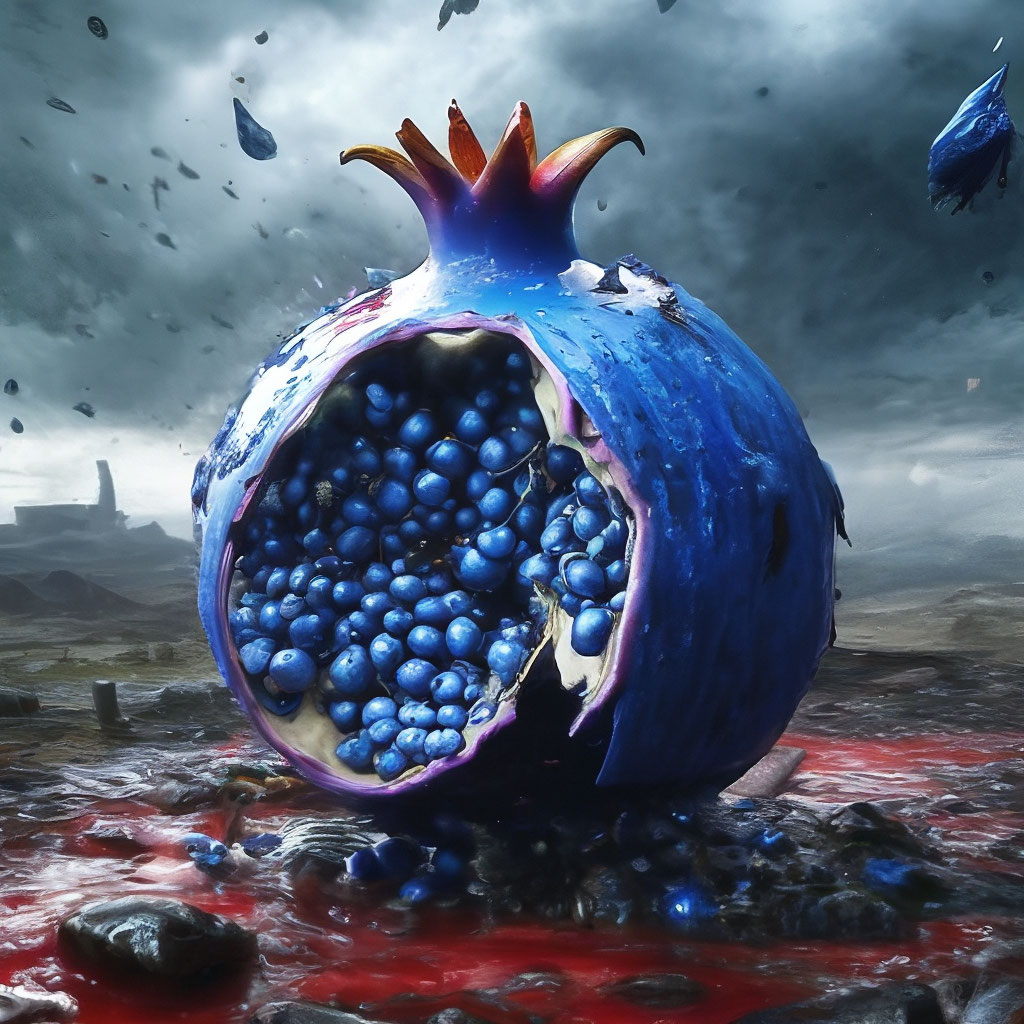 "Blue pomegranate fruit" — image created in Shedevrum
