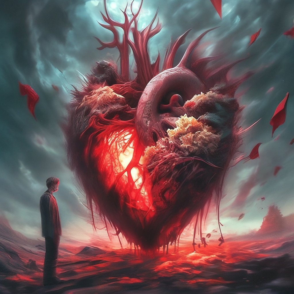 "A broken heart devouring a person from inside, pain, the end of ...