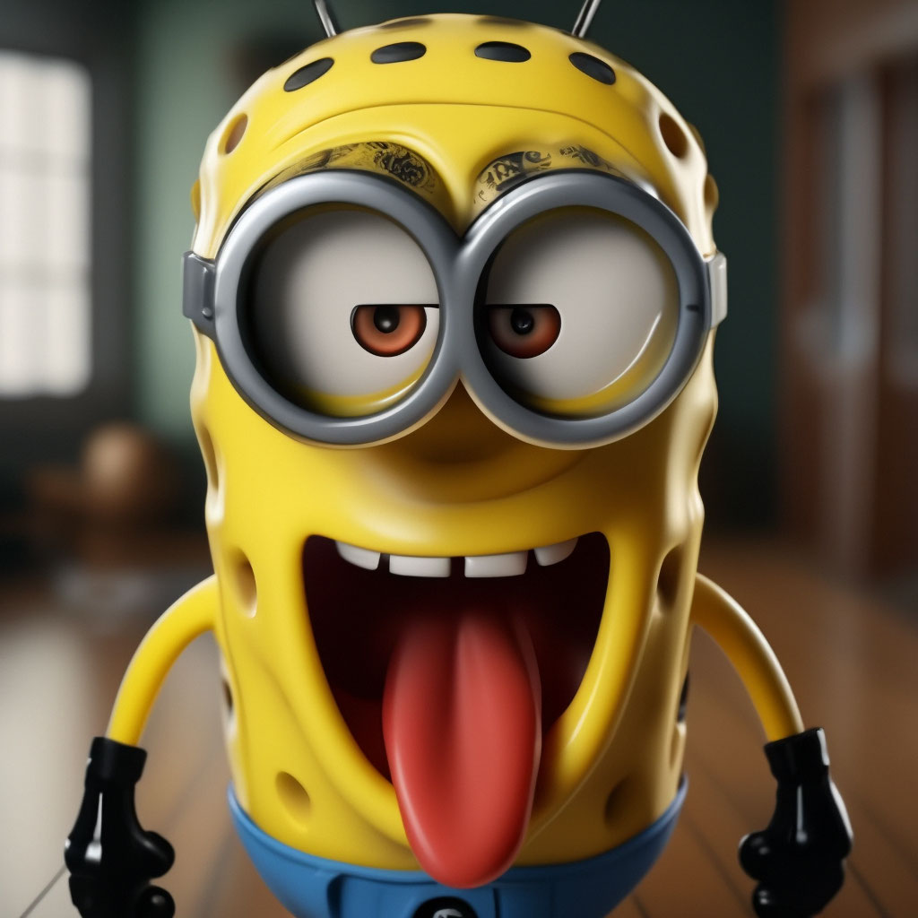 "Hyper-realism, high detail, 3d computer graphics, minion swallowed ...