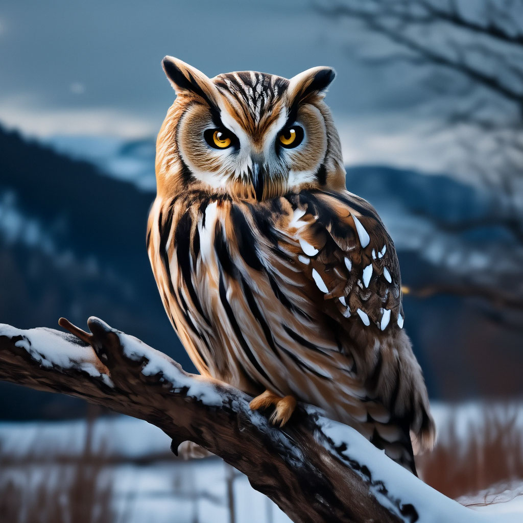 "Owl, winter, landscape, night, 5d, clarity, top quality photography ...
