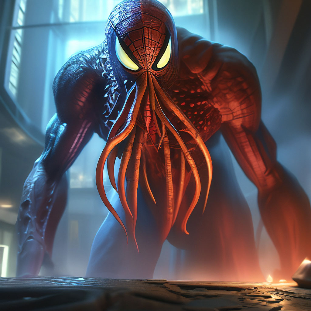 "Spiderman+Cthulhu hybrid, realistic, 4k, high resolution, high detail ...