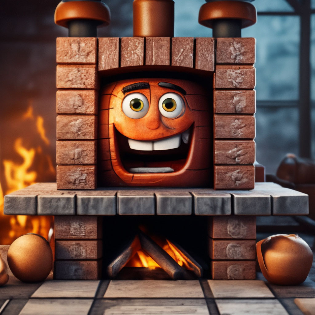 "Anthropomorphic brick oven, cartoon" — image created in Shedevrum
