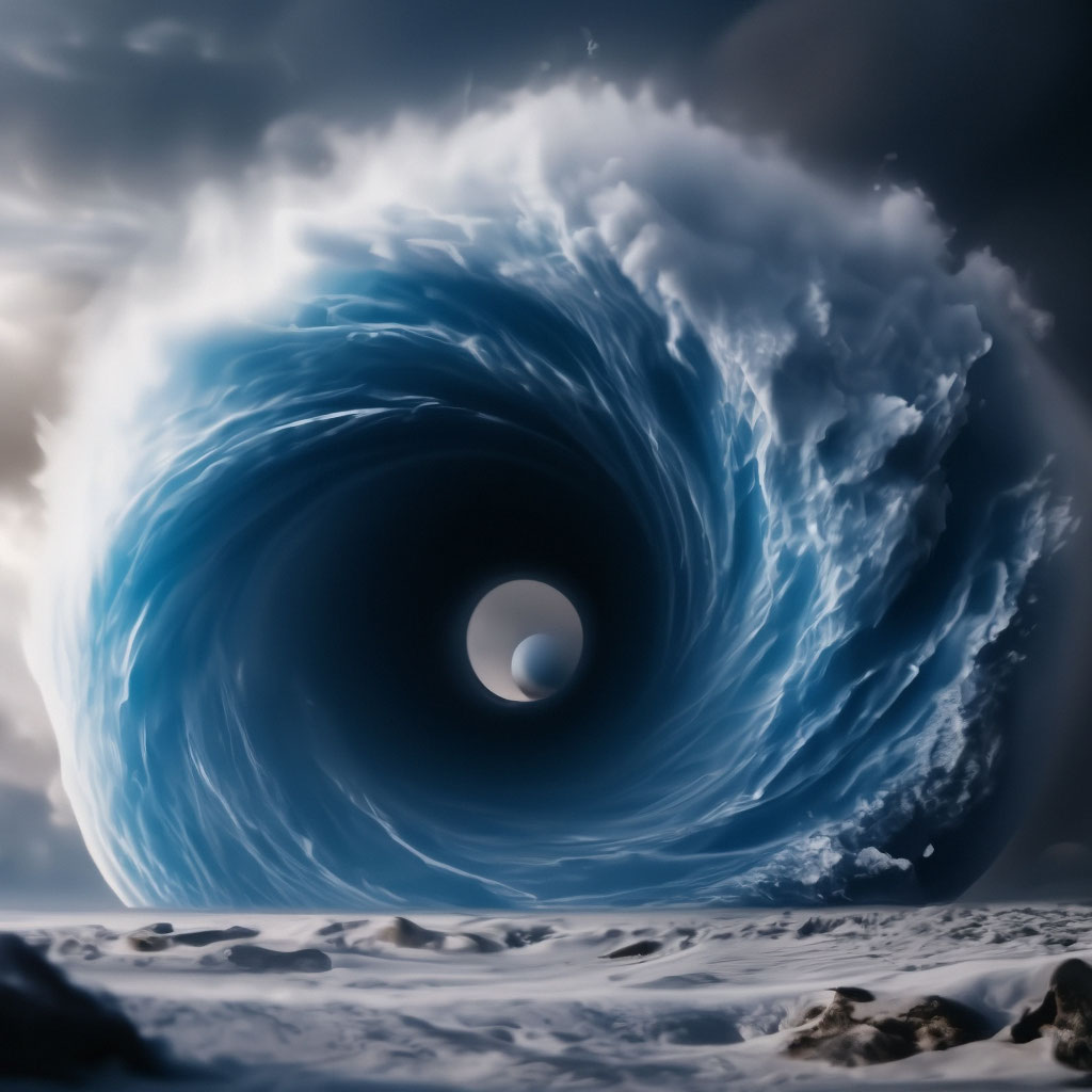 "A snow hurricane on Neptune, storm eddies. 4K realism ...