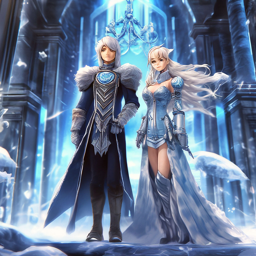 "Anime king and queen of ice" — image created in Shedevrum