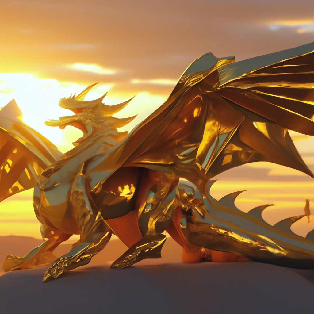 "Dragon made of gold" — image created in Shedevrum
