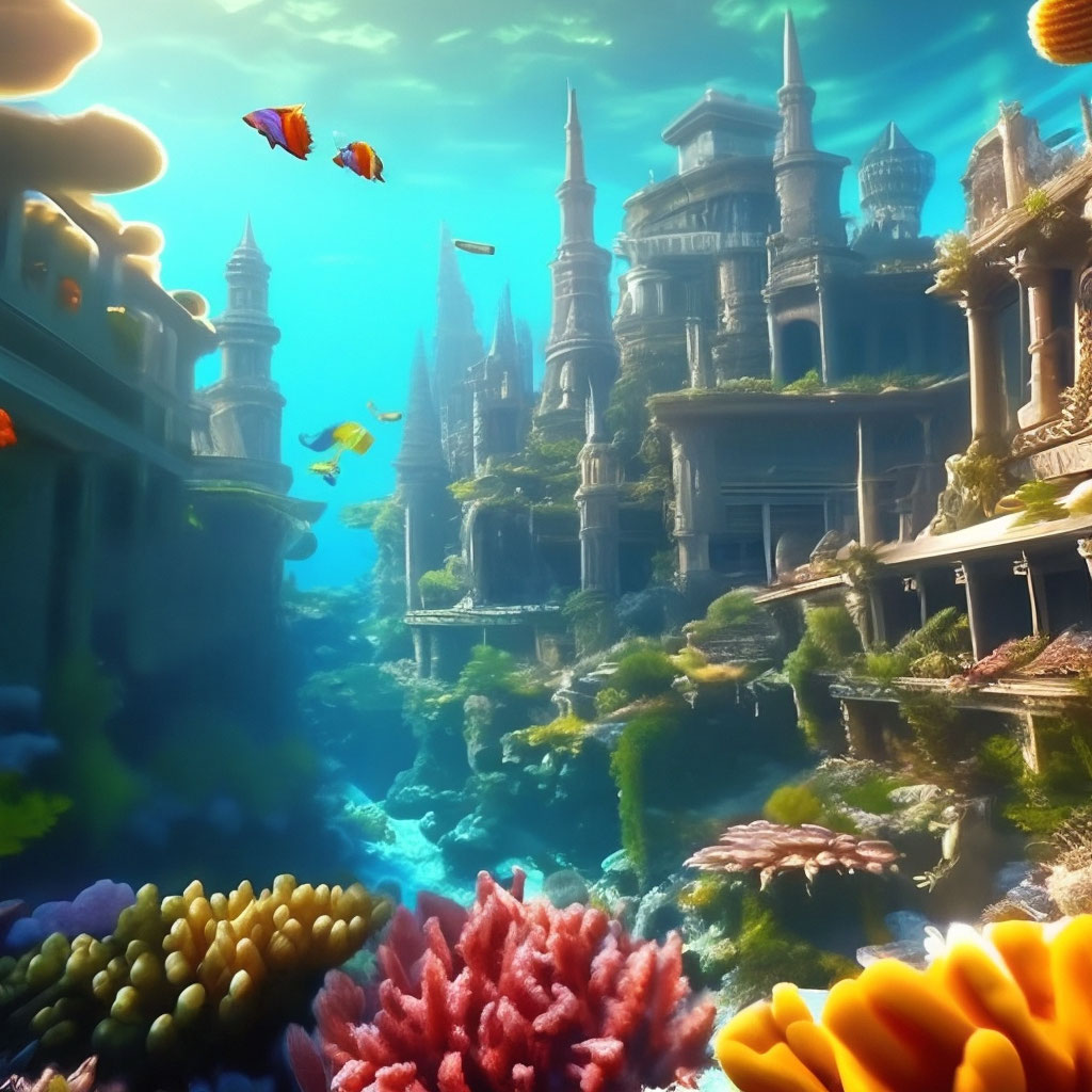 "Sunken city, fish, corals,algae, aesthetically pleasing, beautiful ...