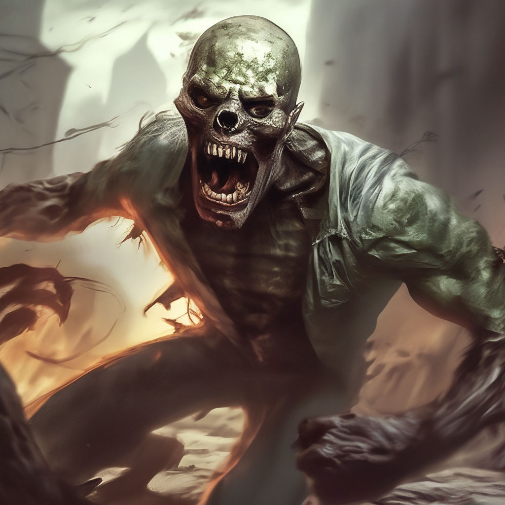 "Aggressive zombie aggresses aggression" — image created in Shedevrum