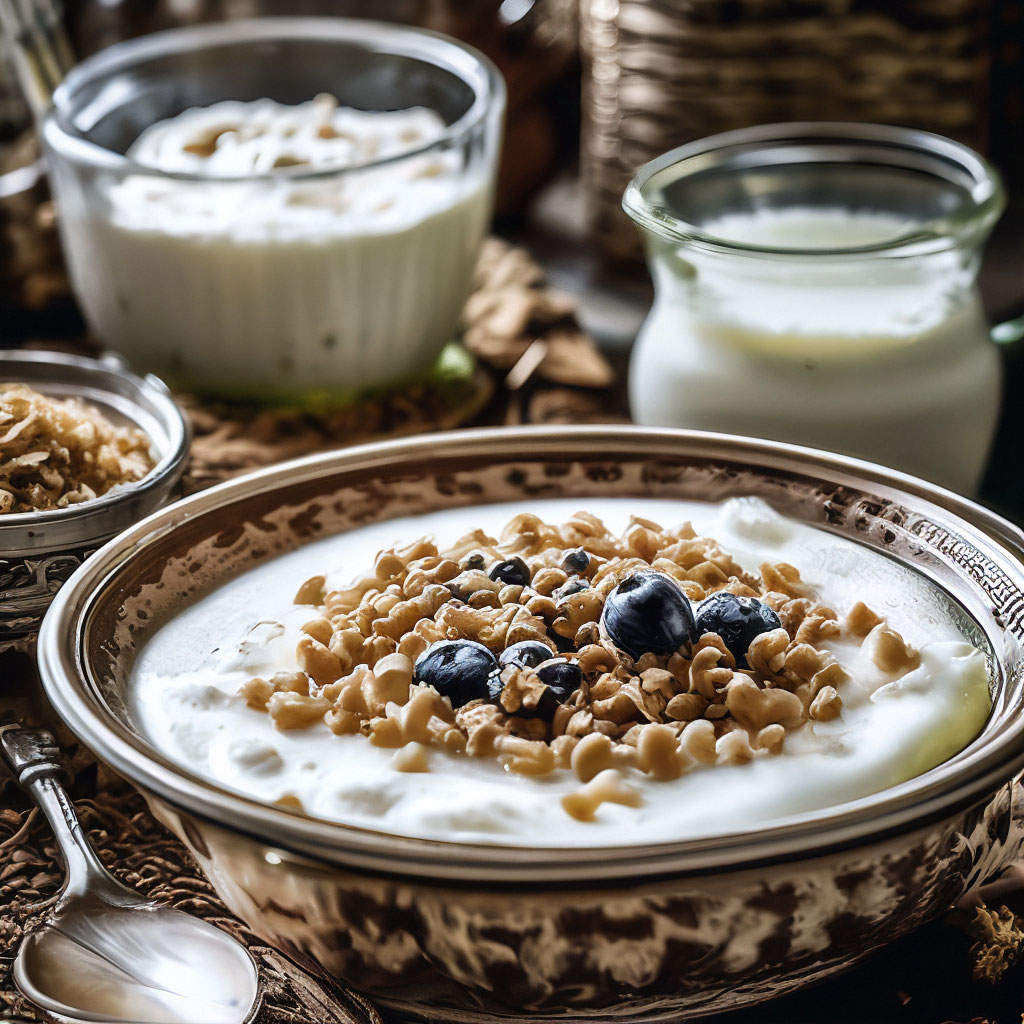 "Kefir with buckwheat in a plate, detailed drawing, clear drawing ...