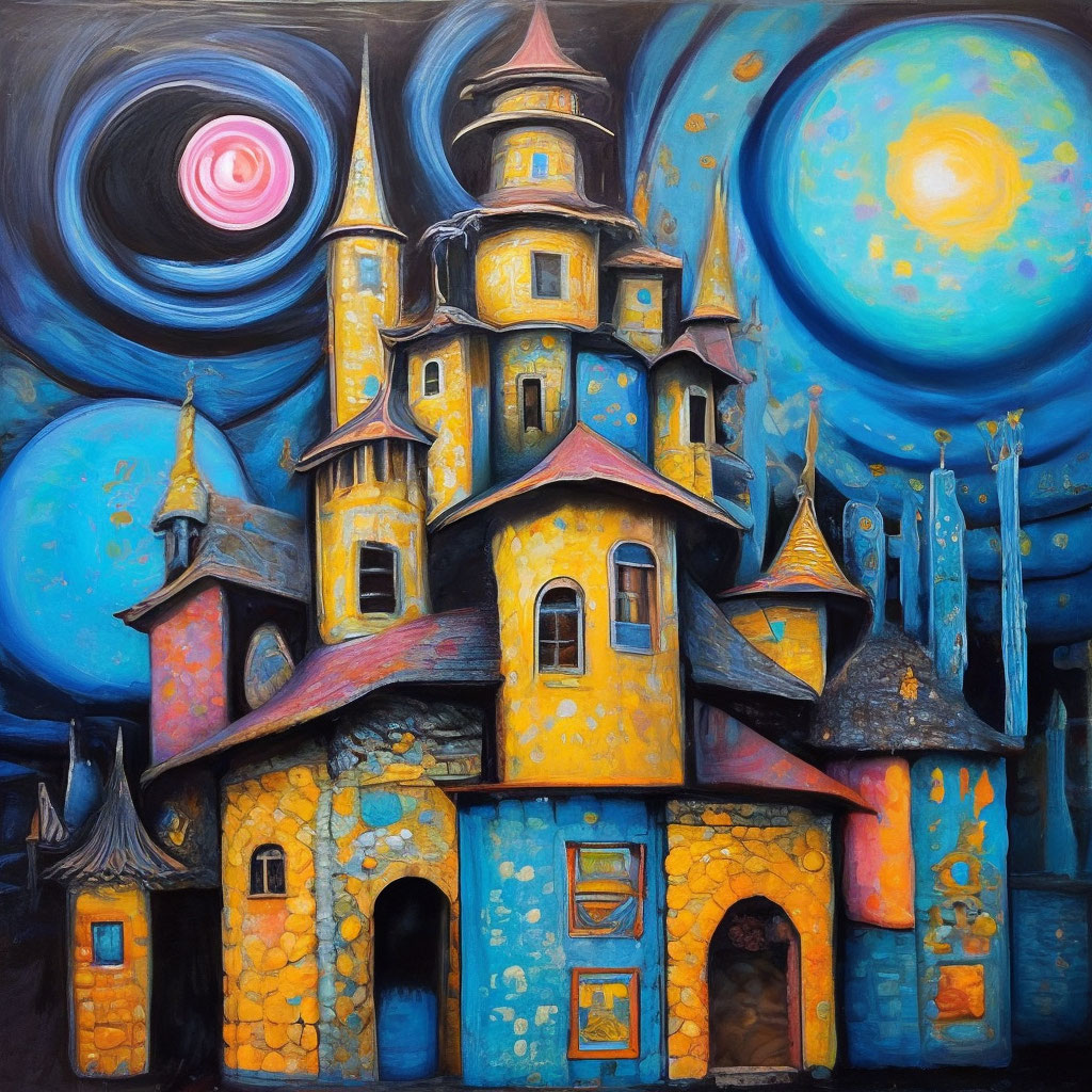 "Houses of the dragon tower naiv primitive abstraction, pop art ...