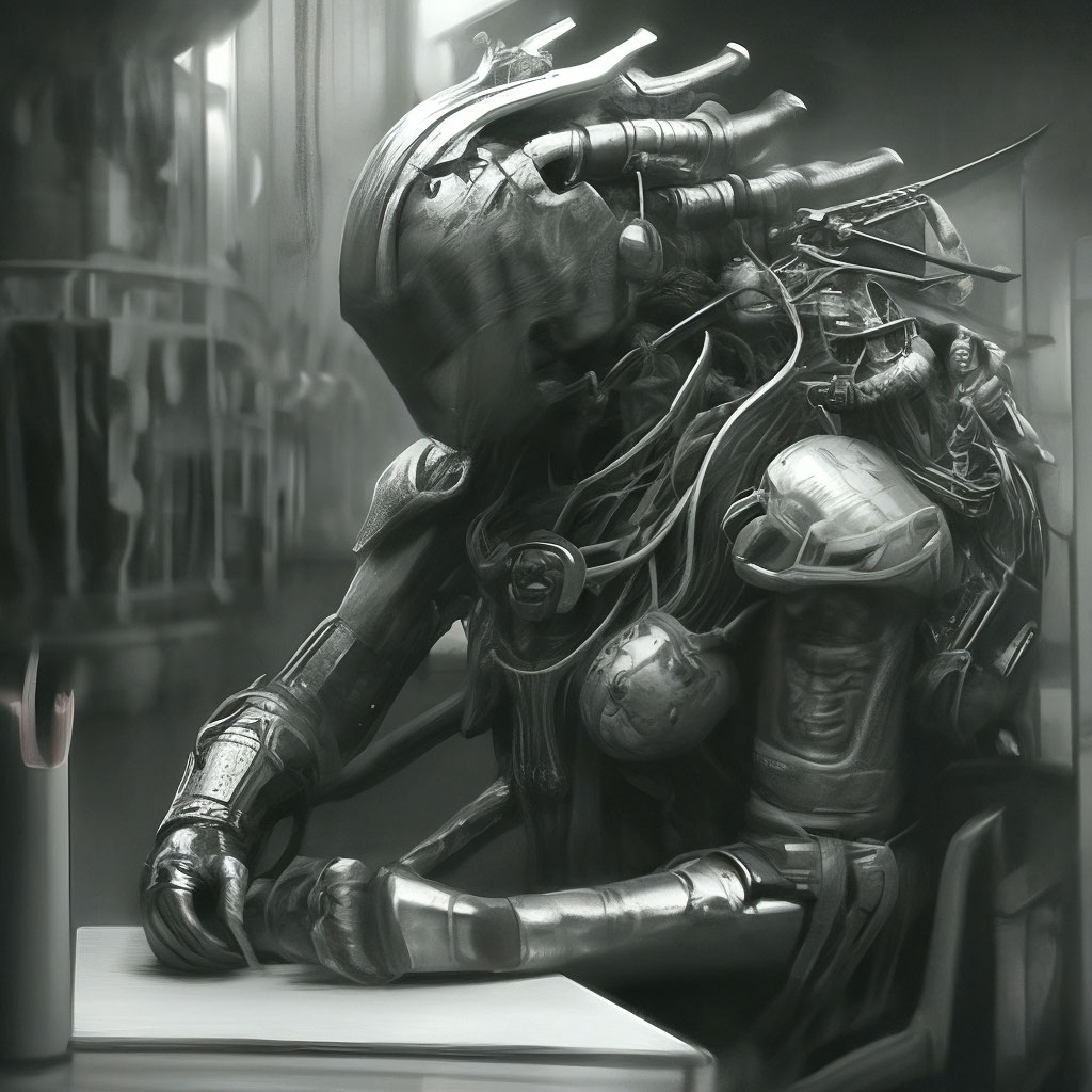 "Drawing with a simple pencil. Darkness. Post-apocalypse. Biopunk. A ...