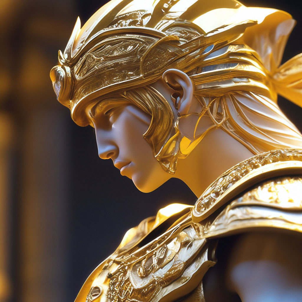 "Gladiator, sculpture, gold and ivory, detailed carving, realistic ...