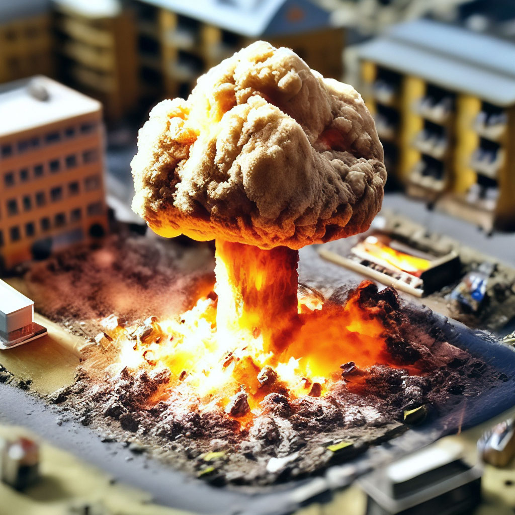 "Huge nuclear explosion miniature" — image created in Shedevrum