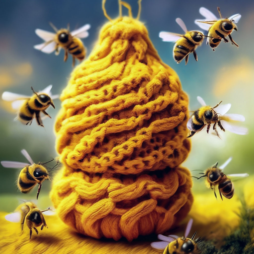 "Knitted beehive with bees, flying knitted bees,super cute,super ...