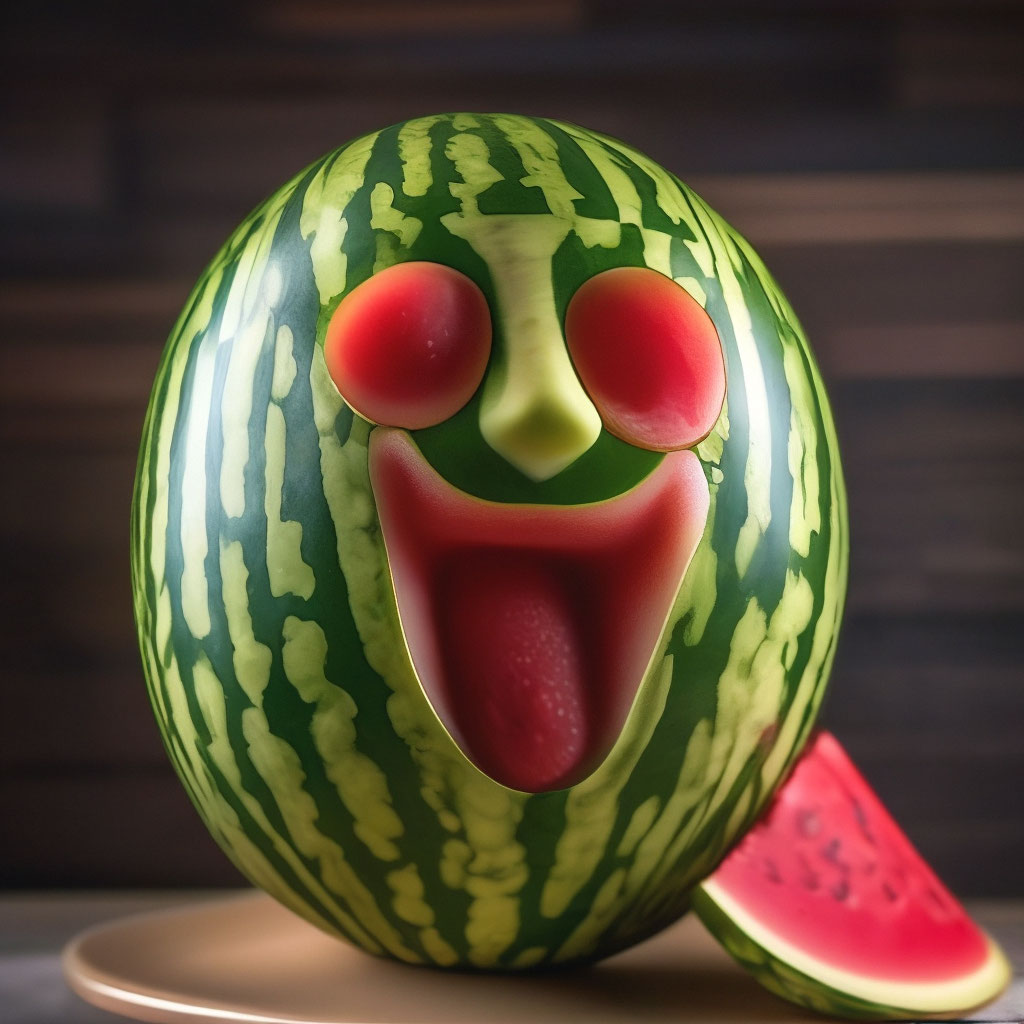 "Metamorphosis of the watermelon man" — image created in Shedevrum