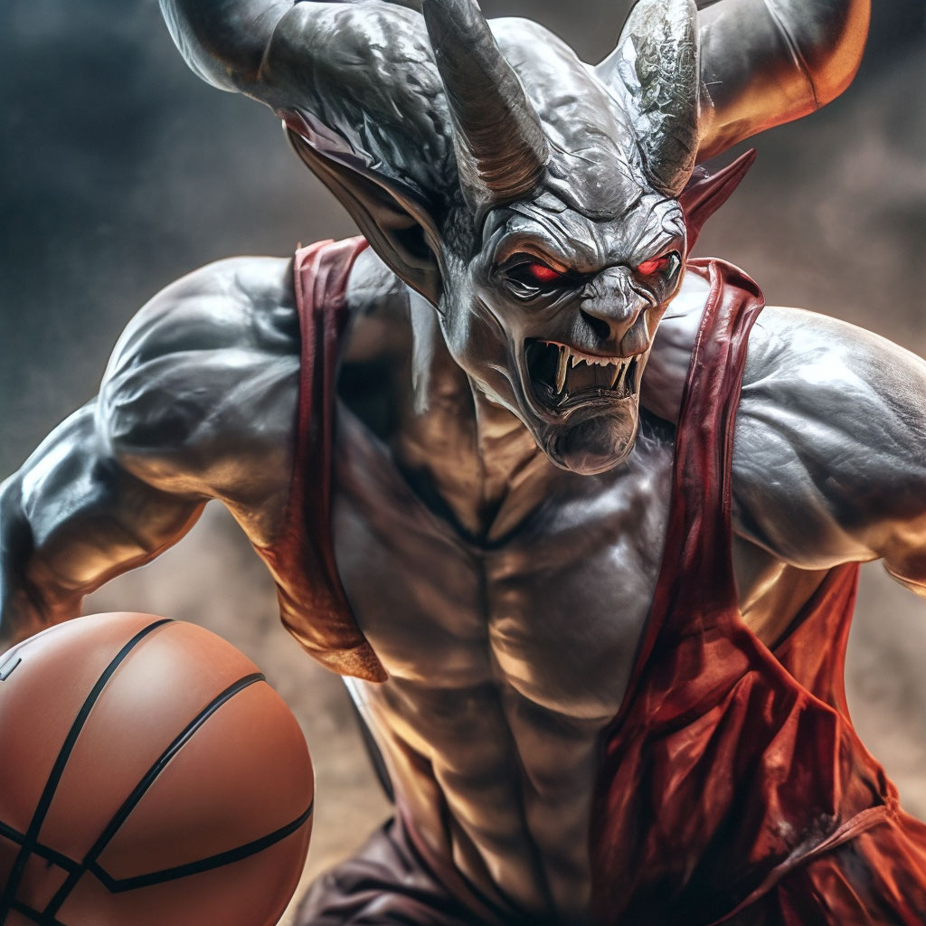"Demon in human form, basketball player, in basketball uniform ...