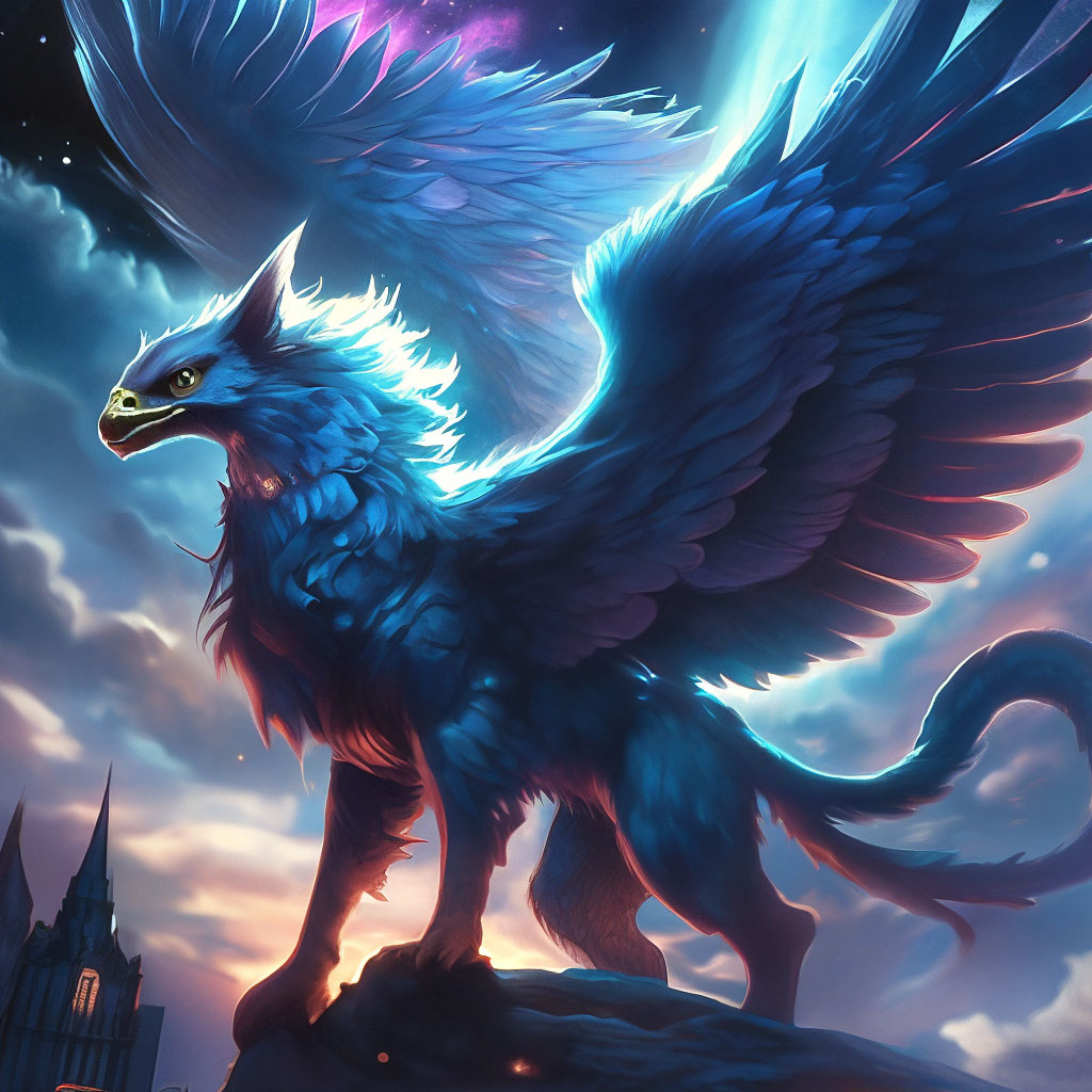 "Gryphon in the night sky" — image created in Shedevrum