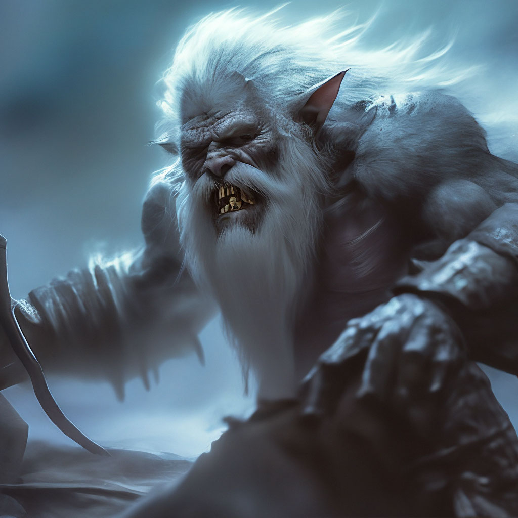 "Moon troll goes hunting, realistic, high resolution, high detail, ISO ...