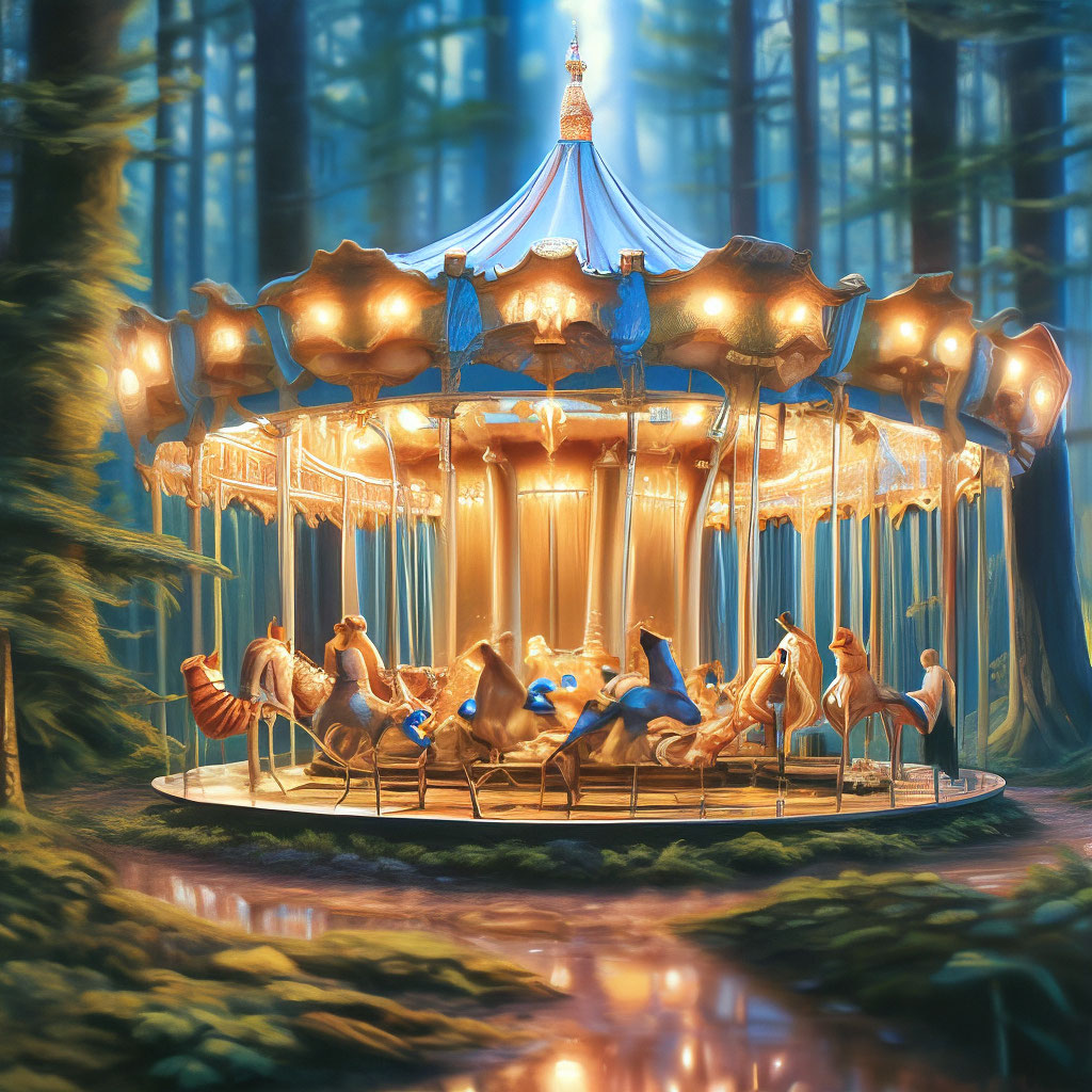 "Forest carousel, nature, bright lighting, beautiful, aesthetically ...