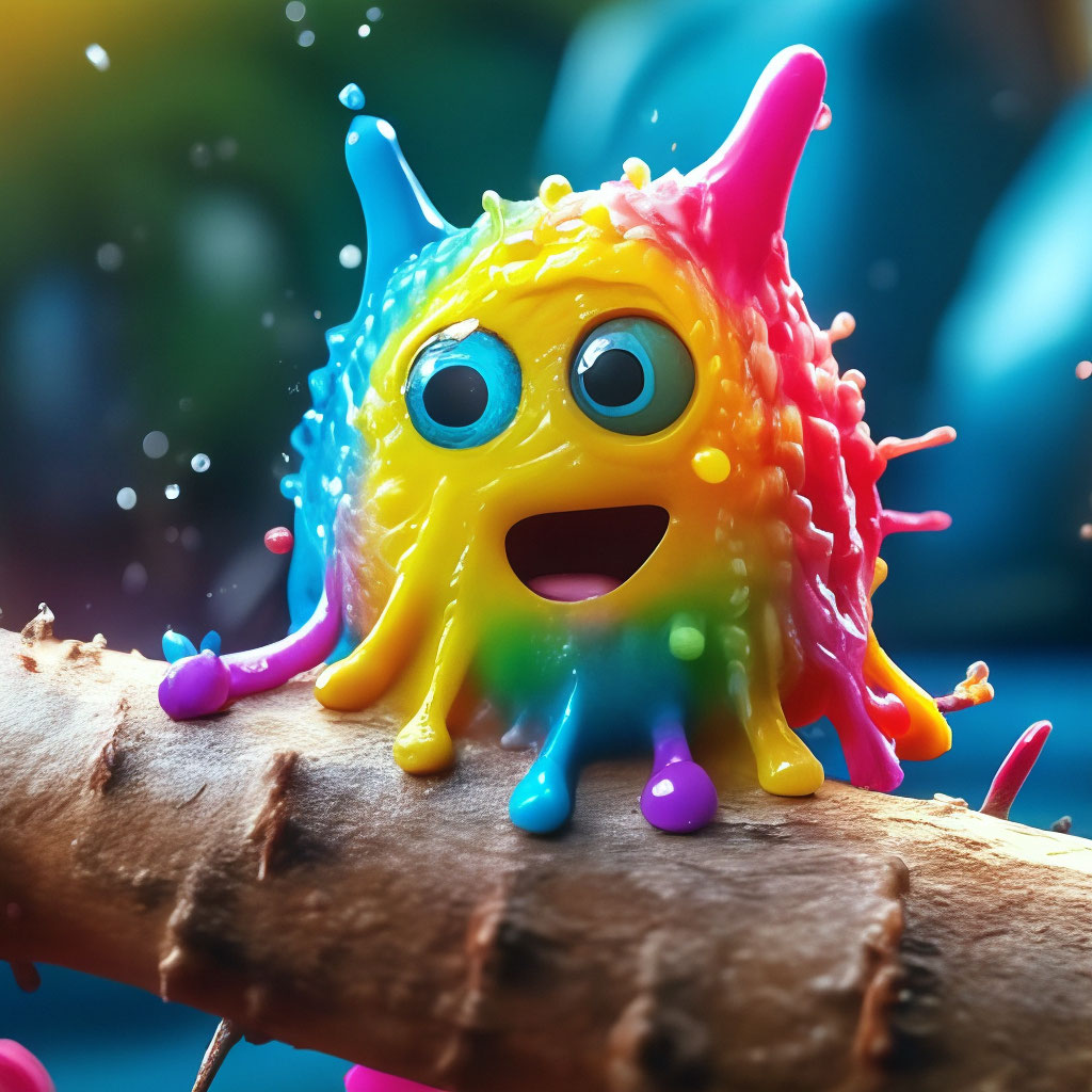 "A lop-eared living multicolored blob with eyes, in pimples, in needles ...