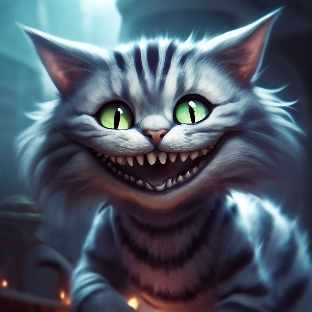 "Hyper terrible horror cat with a cheshire cat smile" — image created ...