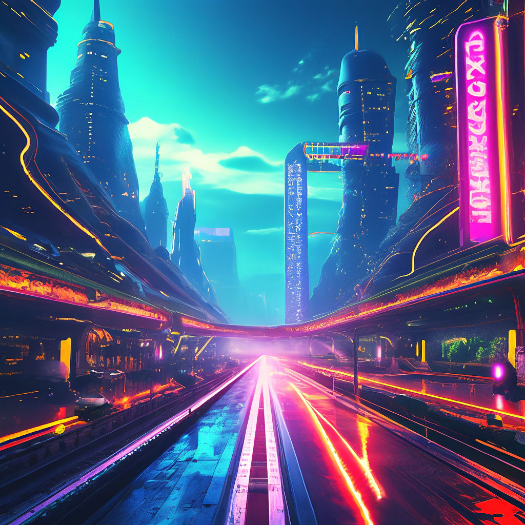 "Cyber road" — image created in Shedevrum