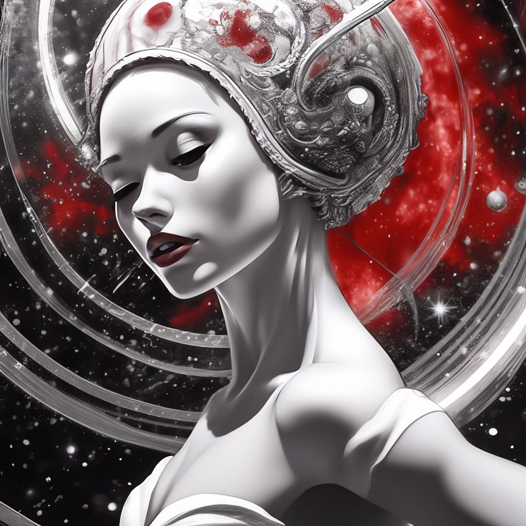 "Ballerina of the boundless cosmos, religious motif, space void, dancer ...