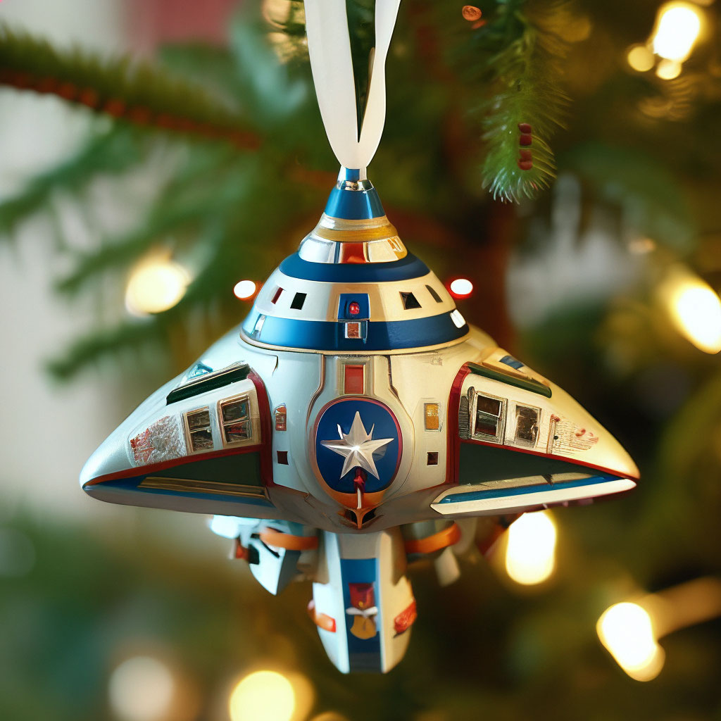 "Starship Christmas tree toy" — image created in Shedevrum