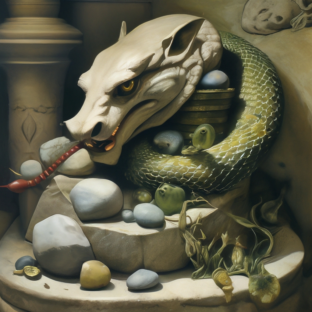 "The stone - eating snake" — image created in Shedevrum