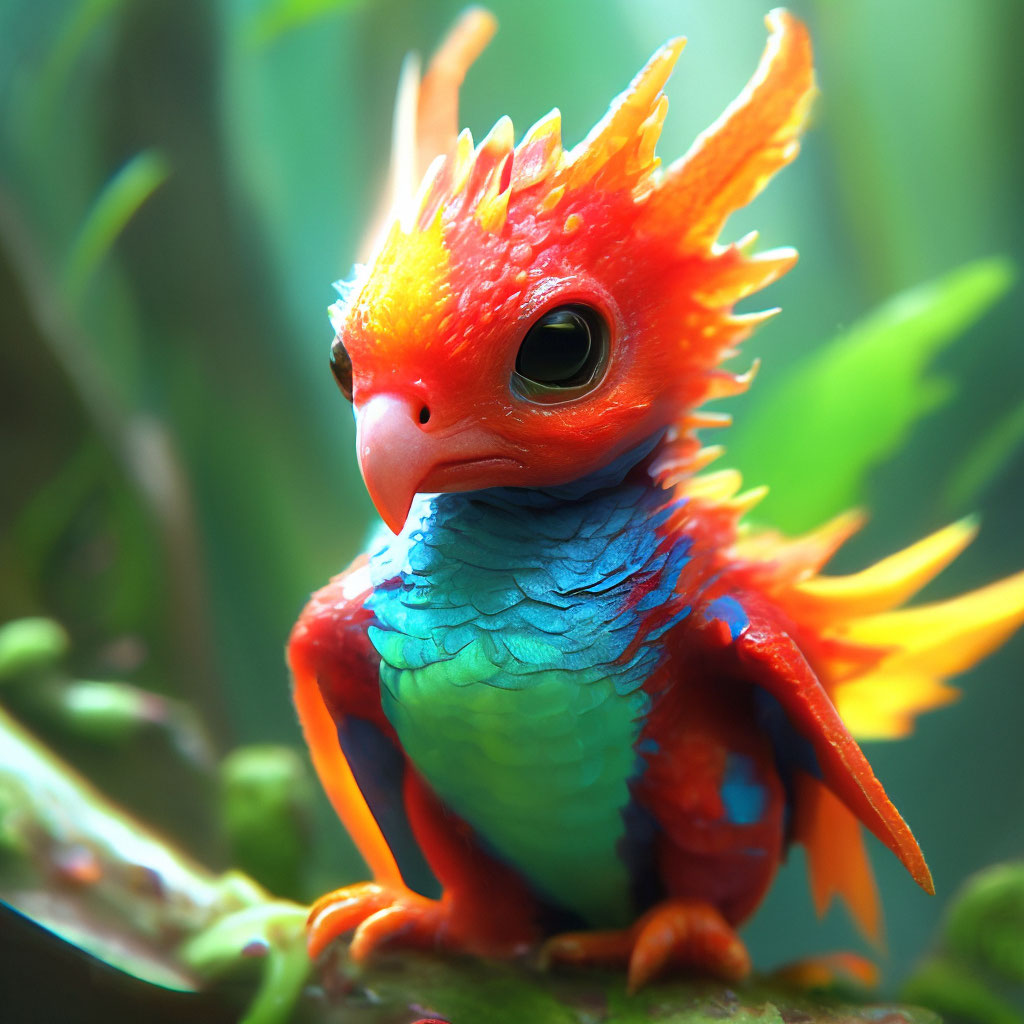 "A tiny dragon parrot" — image created in Shedevrum