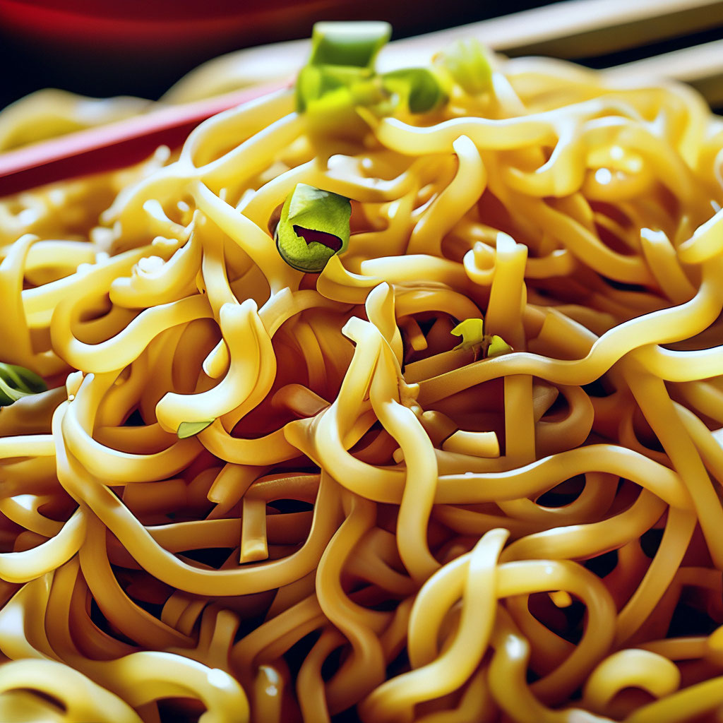 "Rolton noodles delicious hot fragrant close-up" — image created in ...