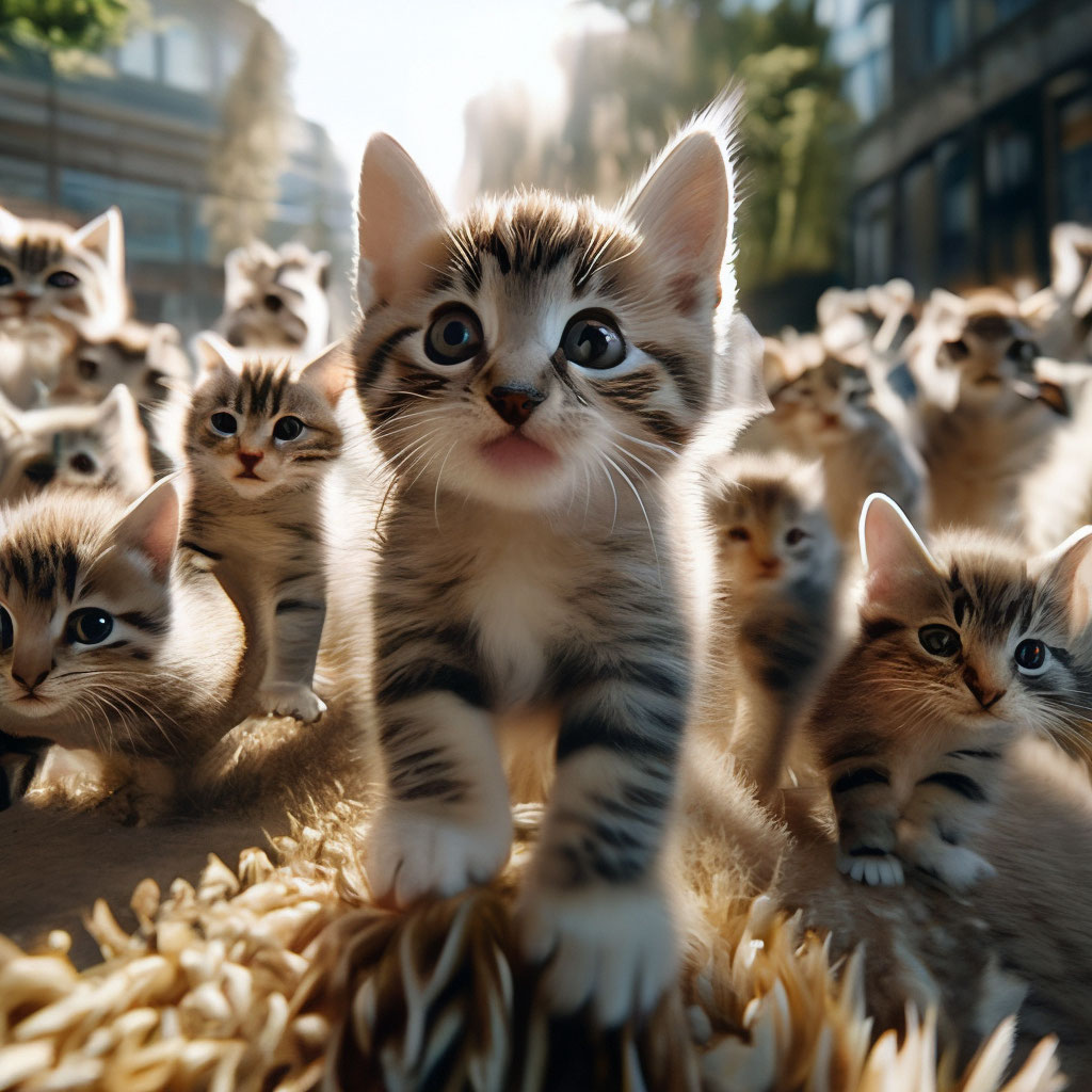"A lot of kittens with wings fly, beautiful, realistic, high resolution ...