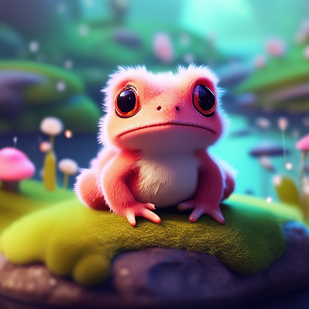 "Cute fluffy toad" — image created in Shedevrum