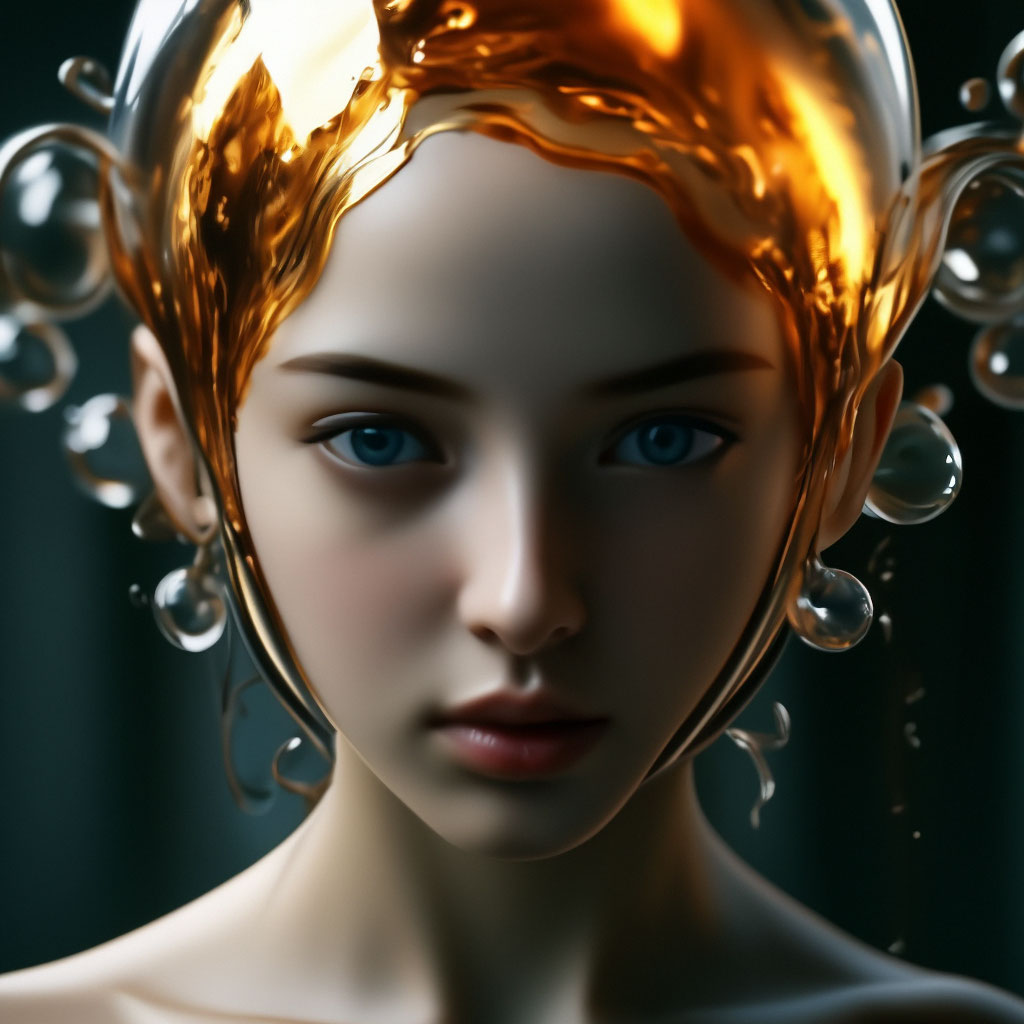 "A girl with a bubbling head digital graphics 3d. surrealism art ...