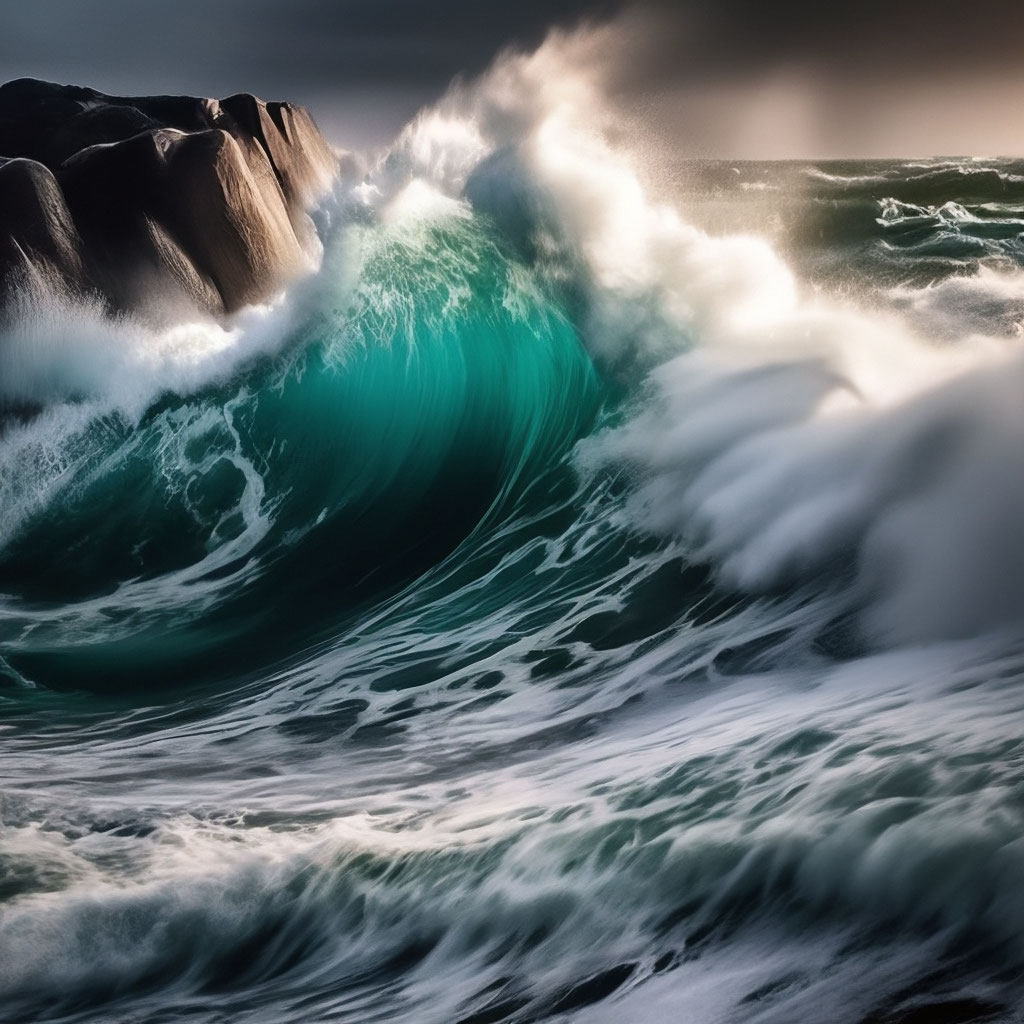 "The stormy sea, splitting against the rocks, causes deep excitement in ...