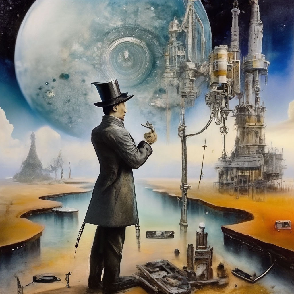 "The eraser from the future erases life, in the style of Dali ...