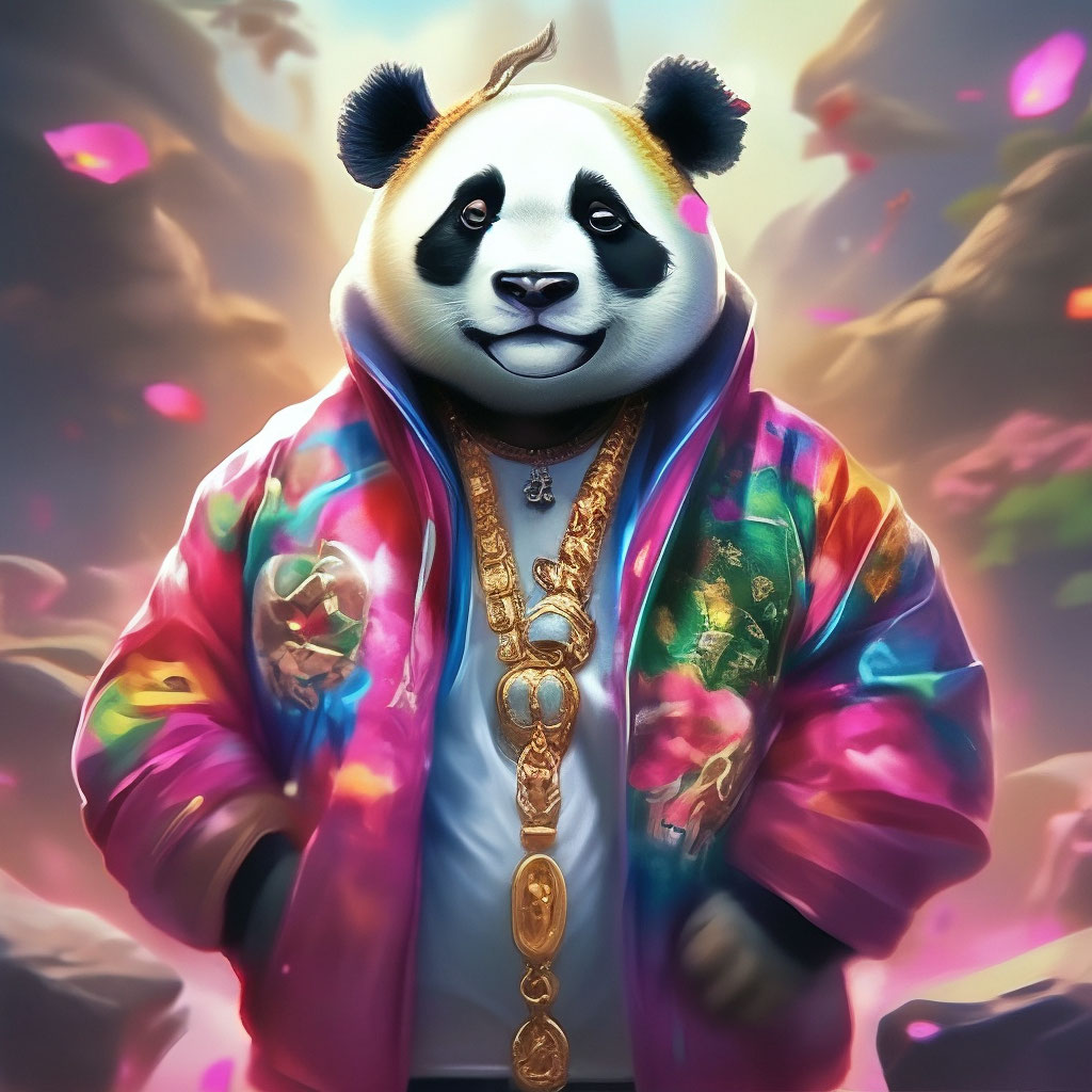 "Panda-rapper" — image created in Shedevrum