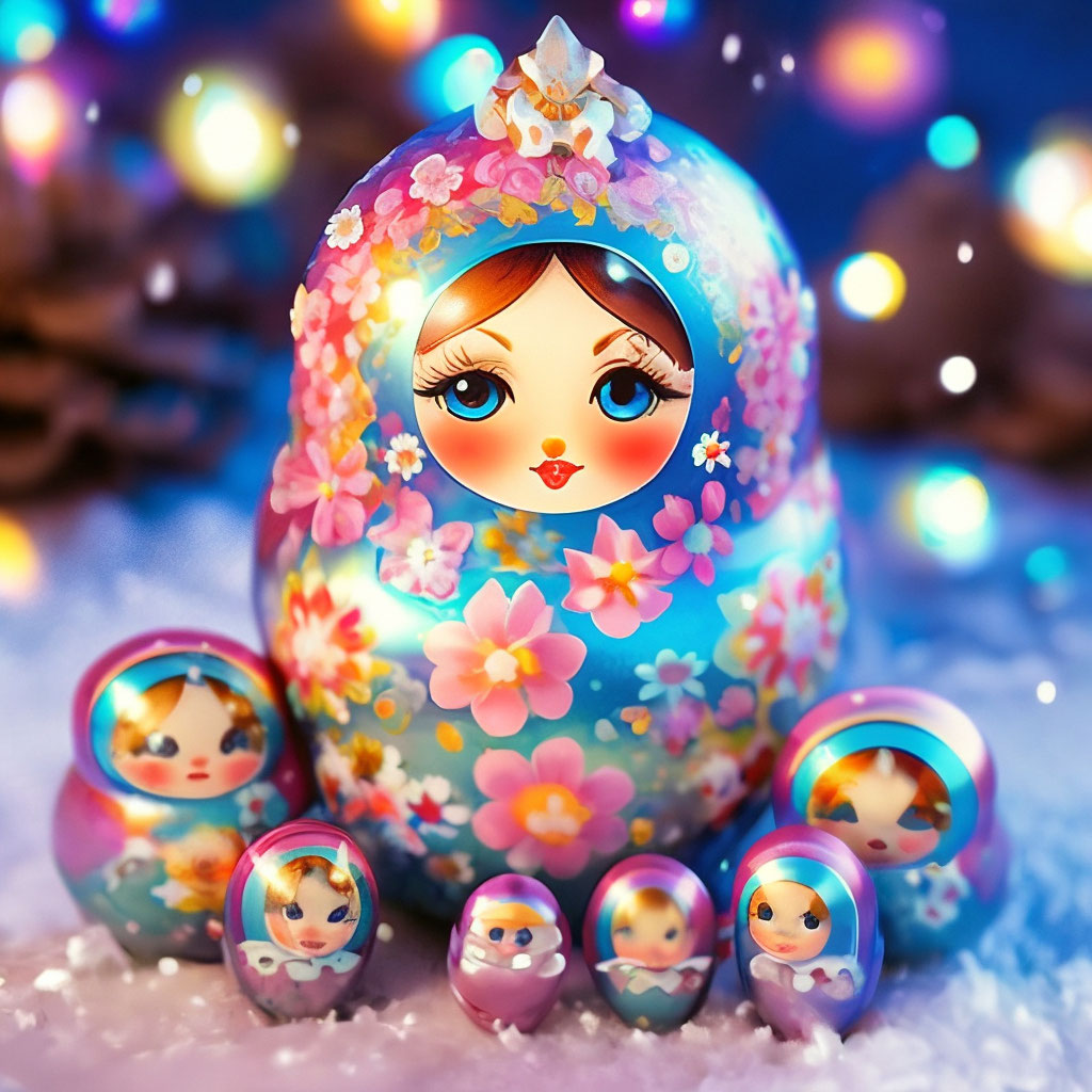 "Matryoshka, small, cute and pearls in the World, Fantasy, snow, winter ...