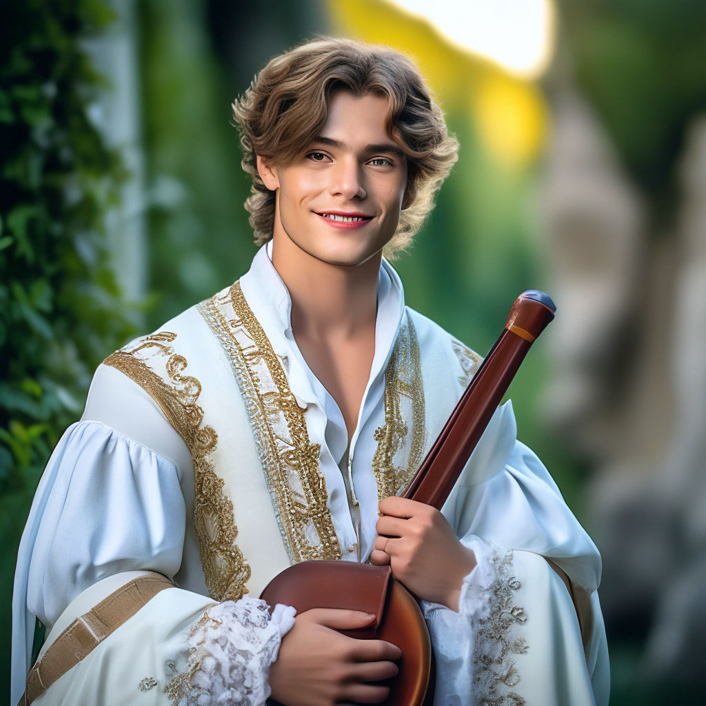 "Buttercup, the wandering bard. Handsome young man with large blue eyes ...