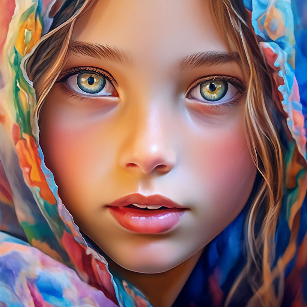 "Photography hyperrealism, very beautiful girl, small, strong surprise ...