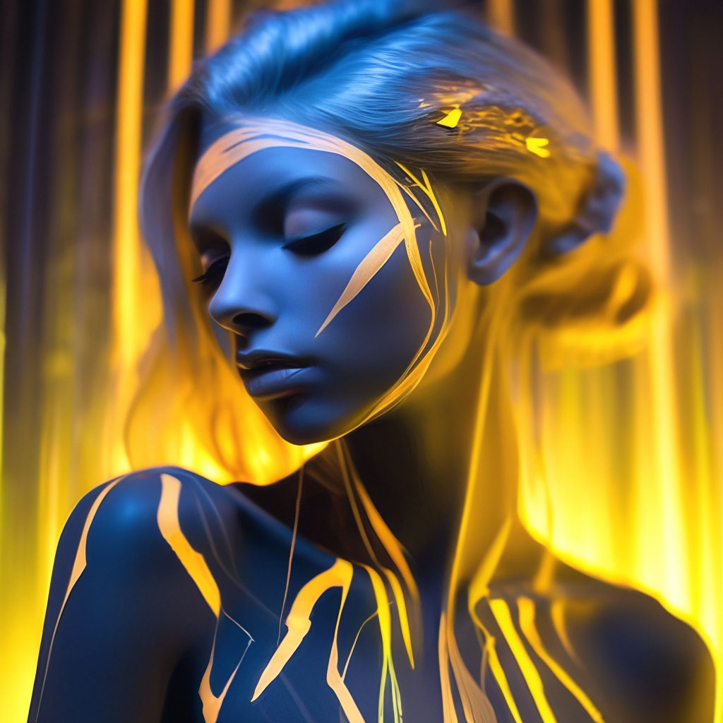 "Girl-metamorphosis of graphite and amber, hair and skin of graphite ...