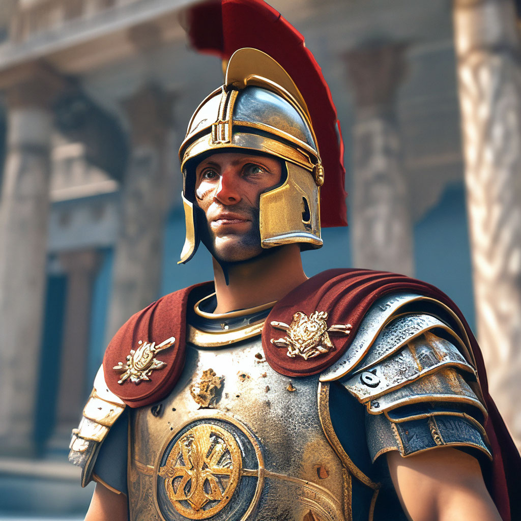 "Roman legionnaire, high detail, full rendering, photo, hyperrealism ...